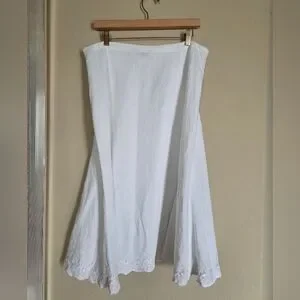 Edward | Skirts | Edward White Linen Rayon Midi Skirt With Embroidery ...